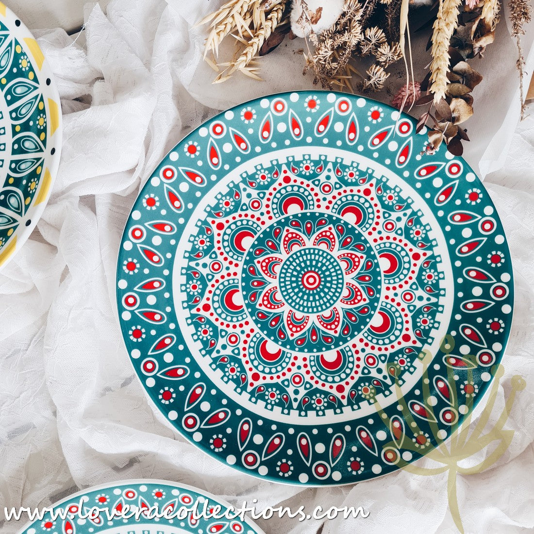 *60% OFF CLEARANCE PROMO* Mandala Green & White Salad Plate